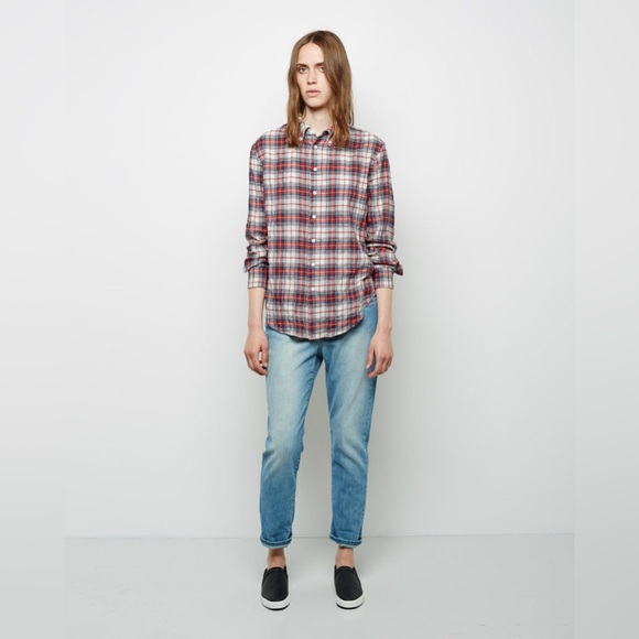 Band Of Outsiders | Tops | Band Of Outsiders Plaid Cotton Boyfriend ...